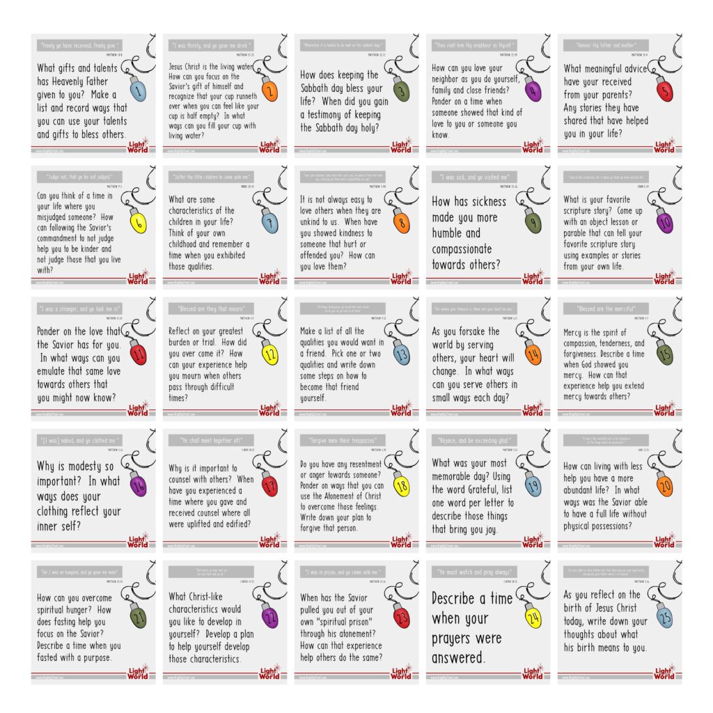 Light the World Reflection Journal daily entire calendar - Brightly Street